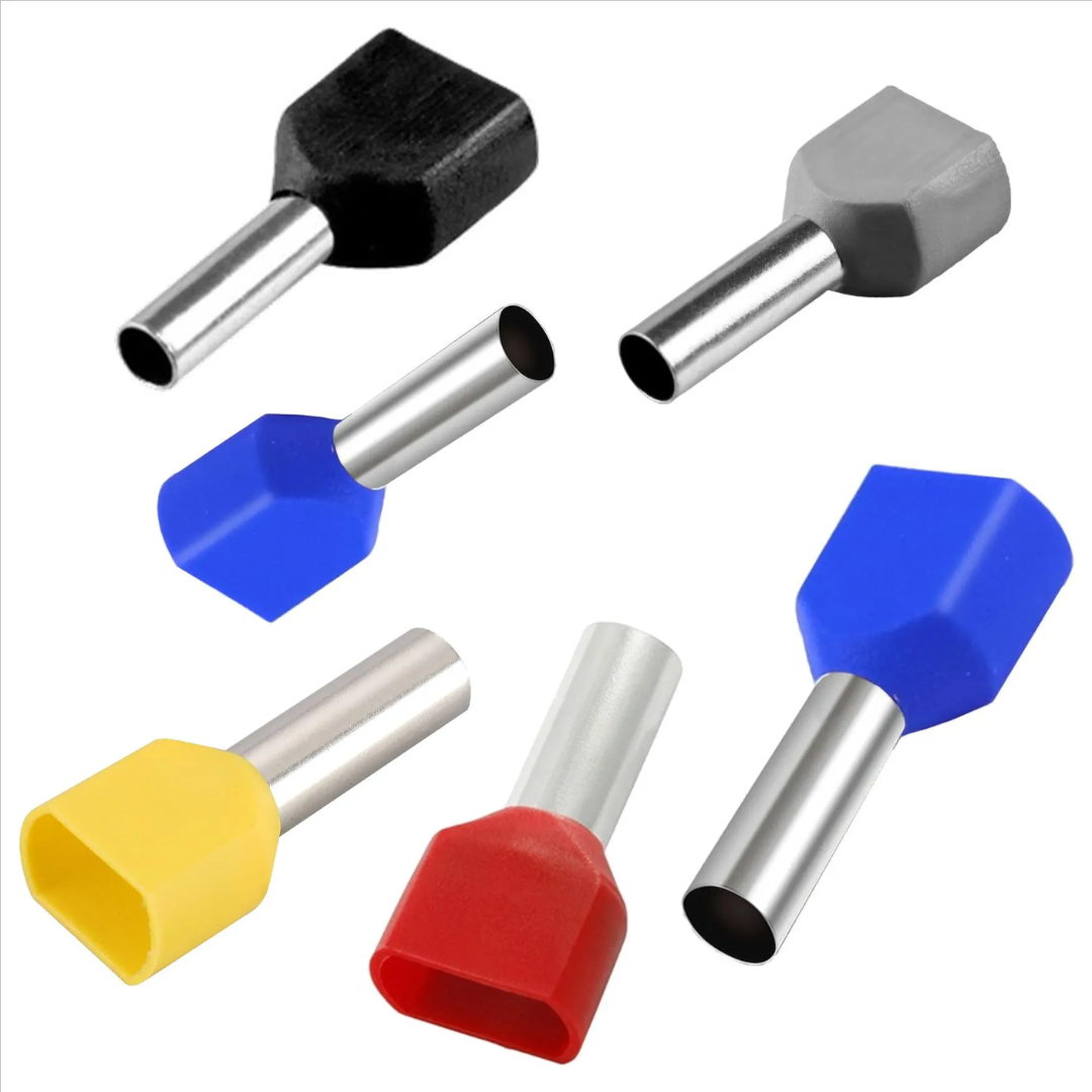 Terminal Pré-Isolado Pino Tubular Duplo 2,5mm² - Azul - 50 Unidades