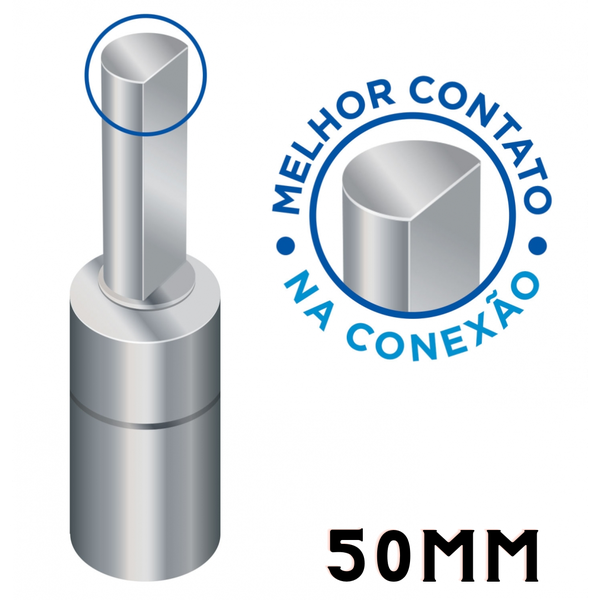 Terminal de Compressão Maciço Pino Curto 50mm