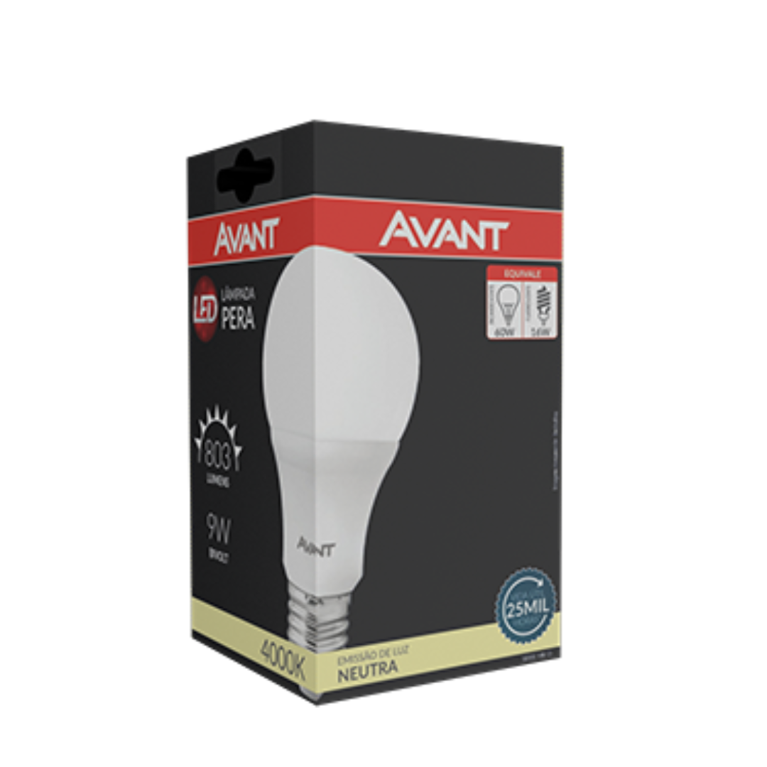 Kit 10 Lâmpadas Led Pêra 9W Bivolt Neutro 4000K