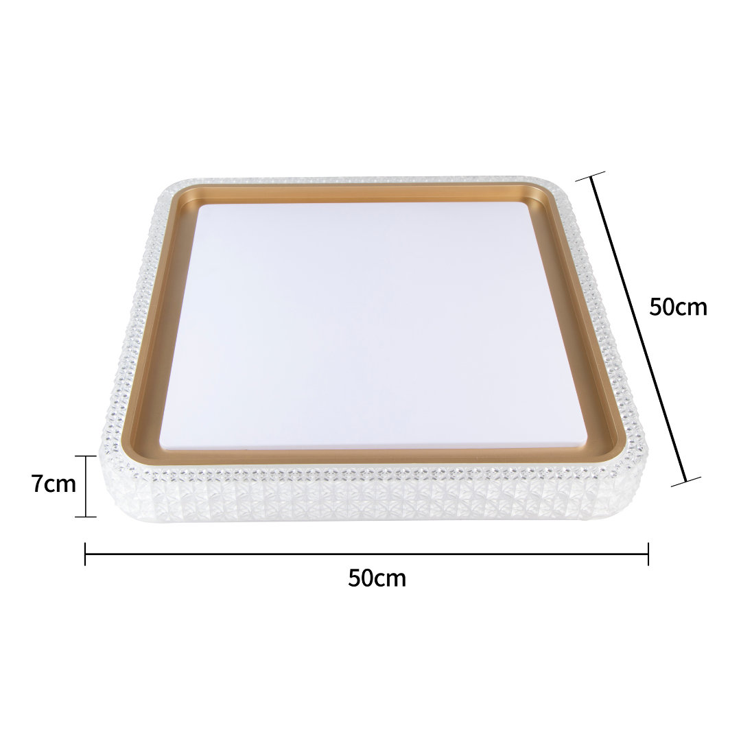 Painel LED Kenle 36W Cristal Quadrado Dourado